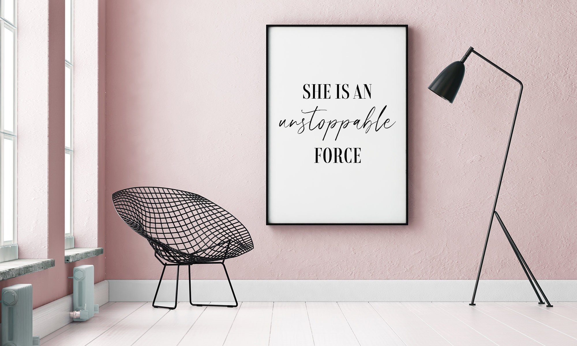 She is an Unstoppable Force Printable Art, Bedroom Decor, Strength ...