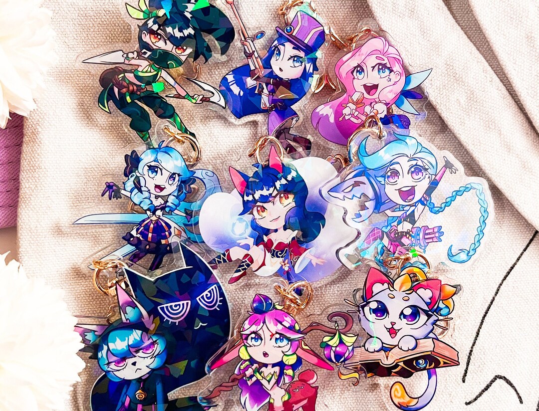 League of Legends Chibi Acrylic Keychains - Cute Hologprahic Charms ...