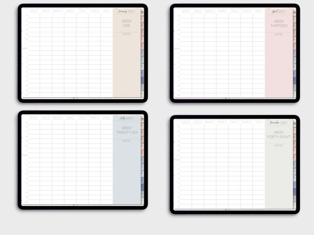Digital 2021 Monthly and Weekly Calendar Planner Hourly | Etsy