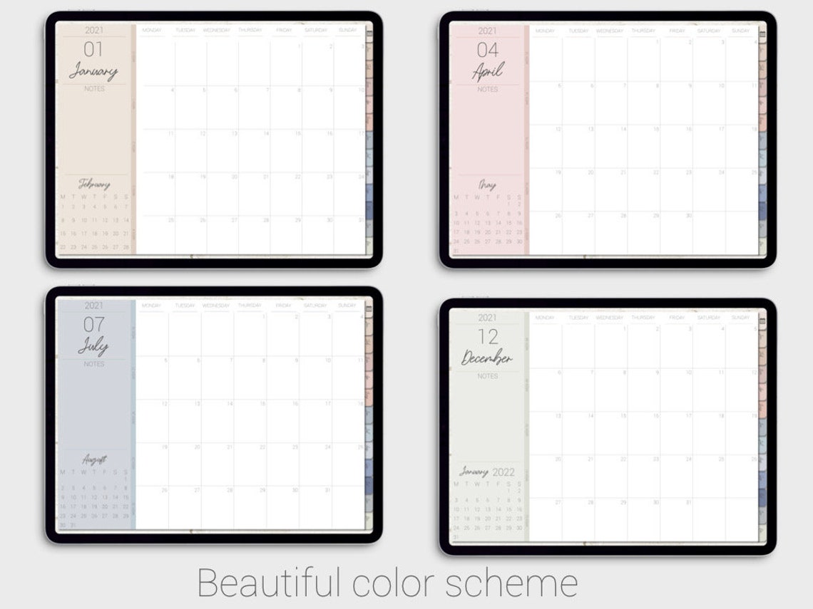 Digital 2021 Monthly and Weekly Calendar Planner Hourly | Etsy