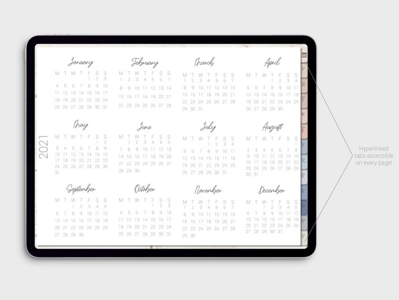 Digital 2021 Monthly and Weekly Calendar Planner Hourly | Etsy