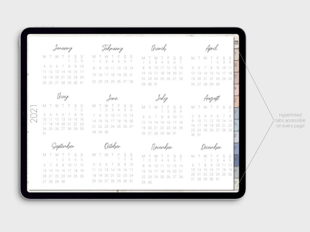 Digital 2021 Monthly and Weekly Calendar Planner Hourly | Etsy
