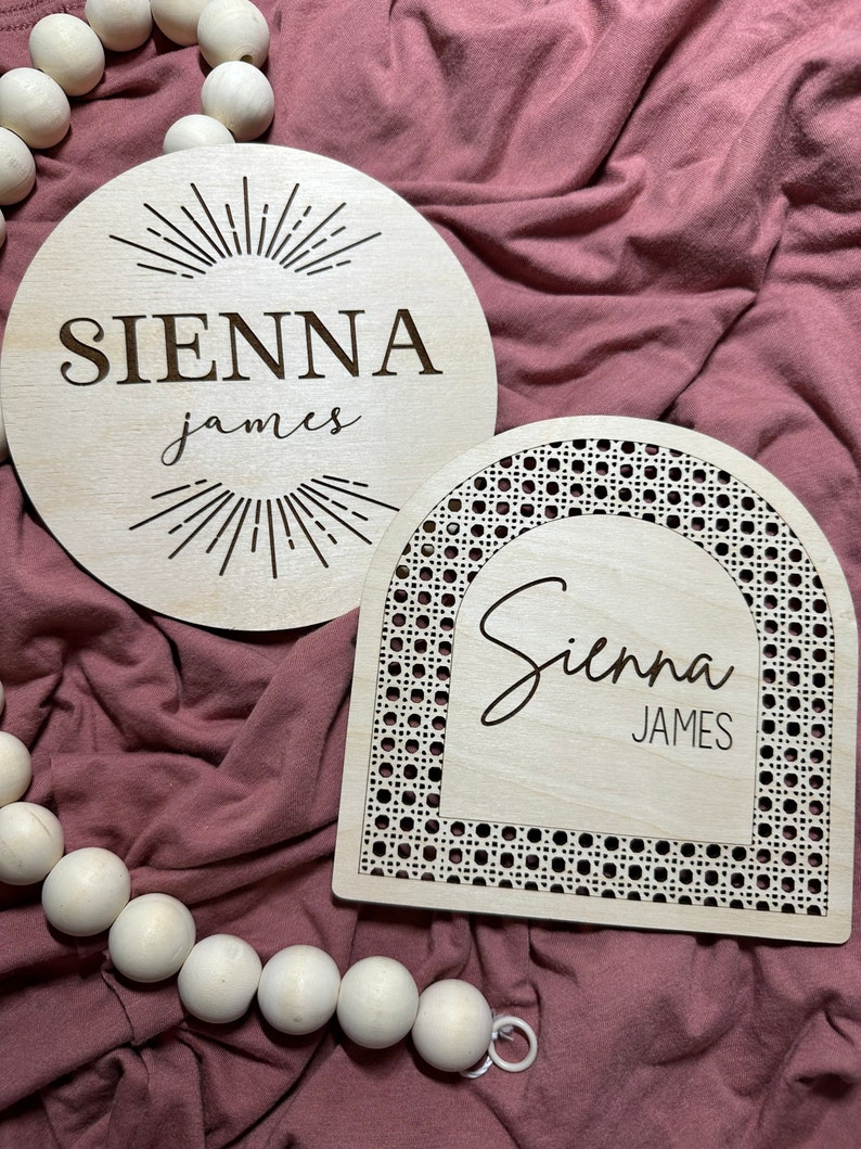 Boho Birth Announcement Sign / Sun Ray Baby Name Sign / - Etsy