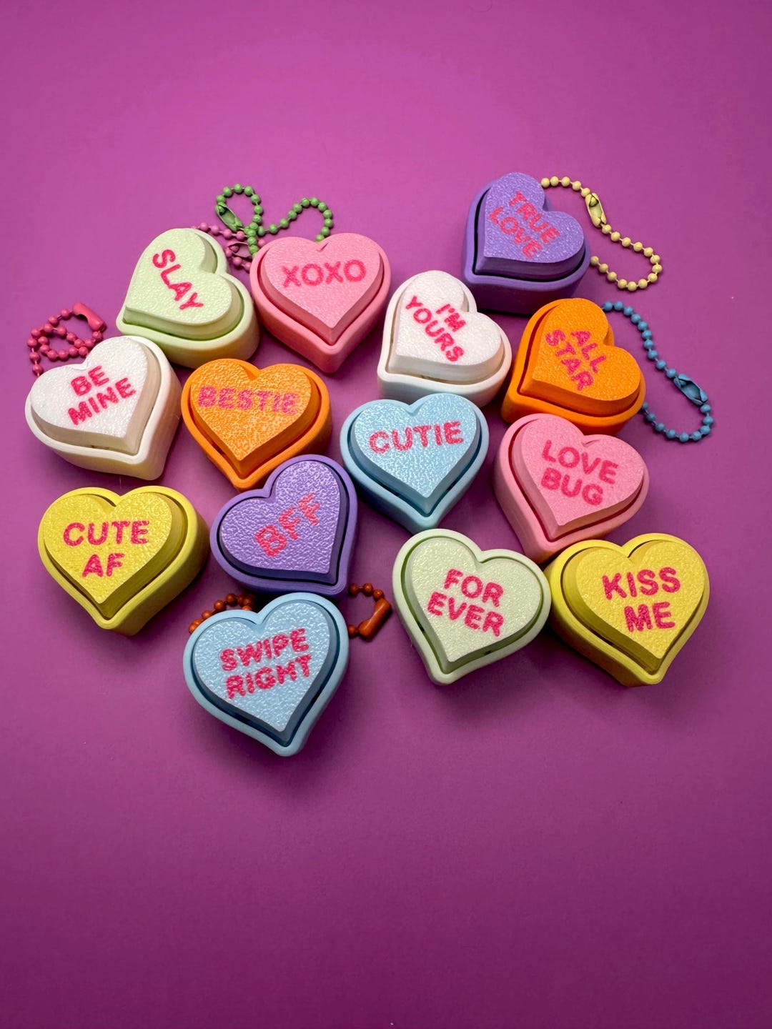 Mystery 5-pack 3D Printed Conversation Candy Heart Keychain Clickers - Etsy