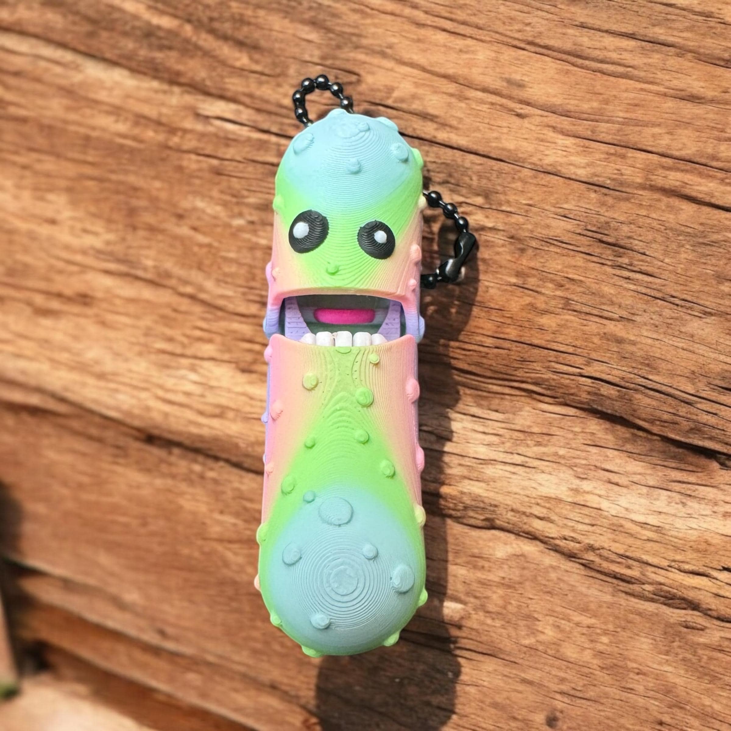 Pickle Pal Fidget Keychain | Unique Pastel Rainbow Print - Etsy
