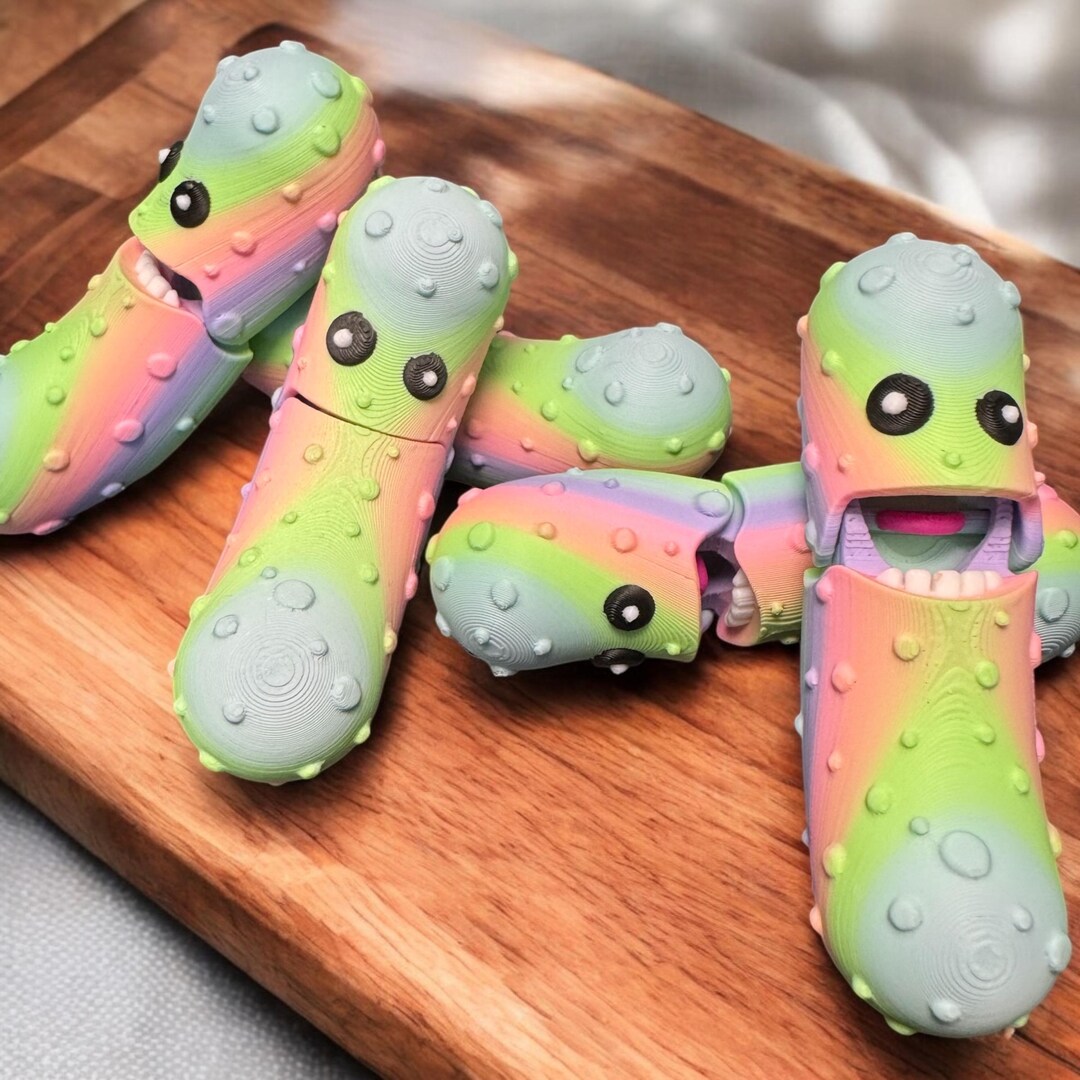 Pickle Pal Fidget Keychain | Unique Pastel Rainbow Print - Etsy