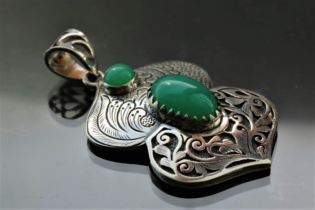 Translucent Green Natural Australian Chrysoprase Pendant, Genuine ...