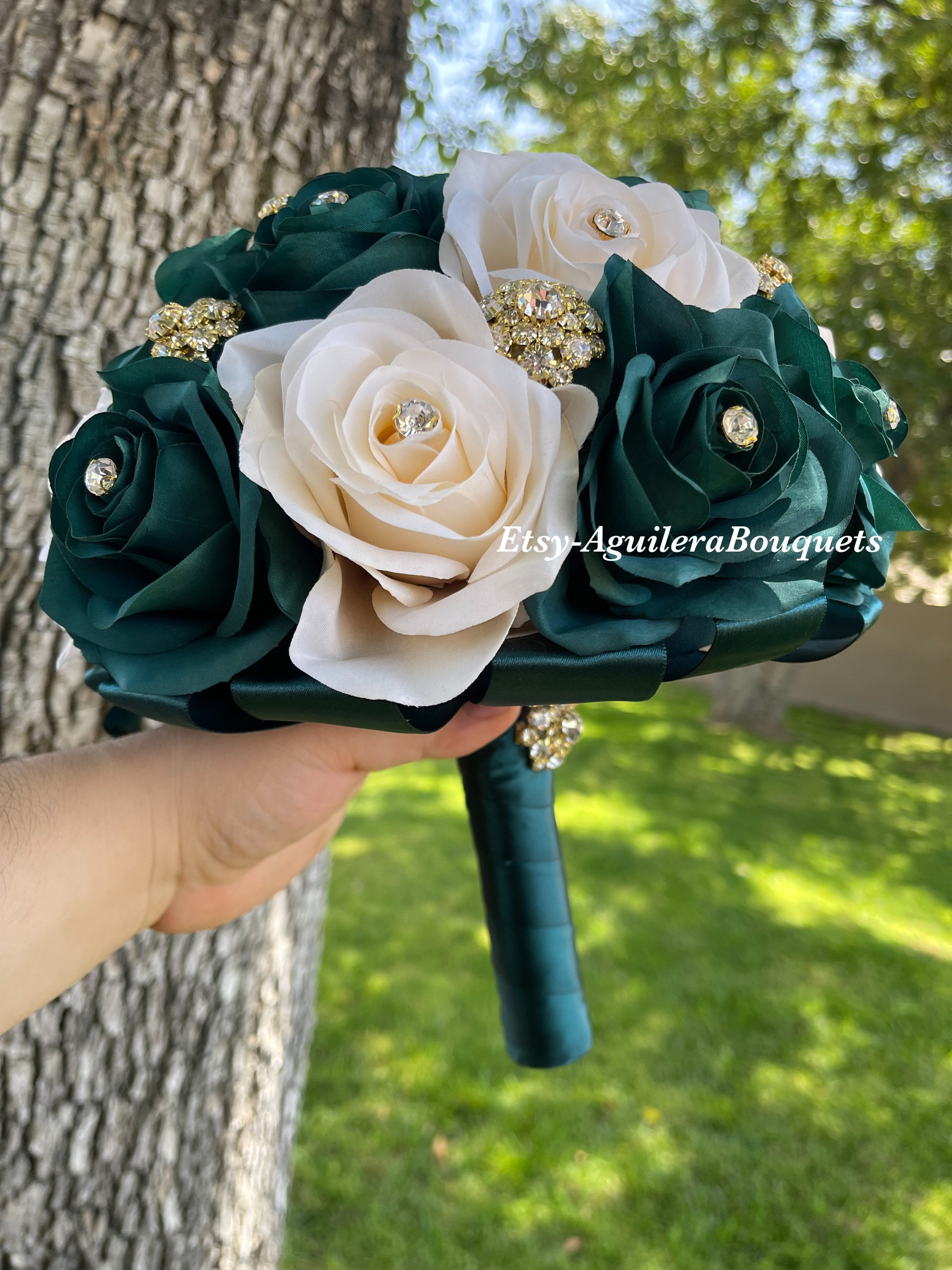 Emerald Green Quinceañera Bouquet Emerald Bridal Bouquet - Etsy