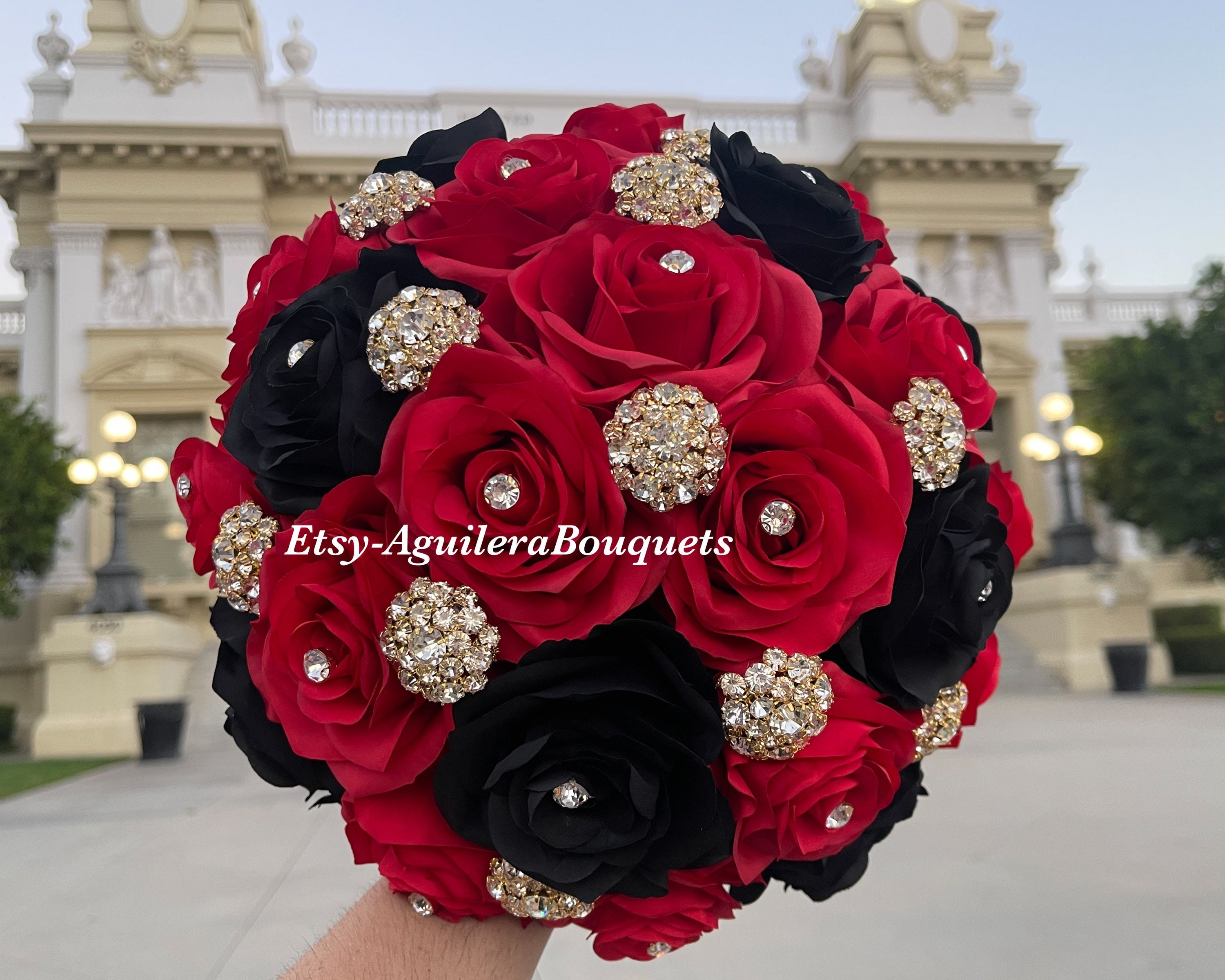 Bunch Of Black And Red Roses