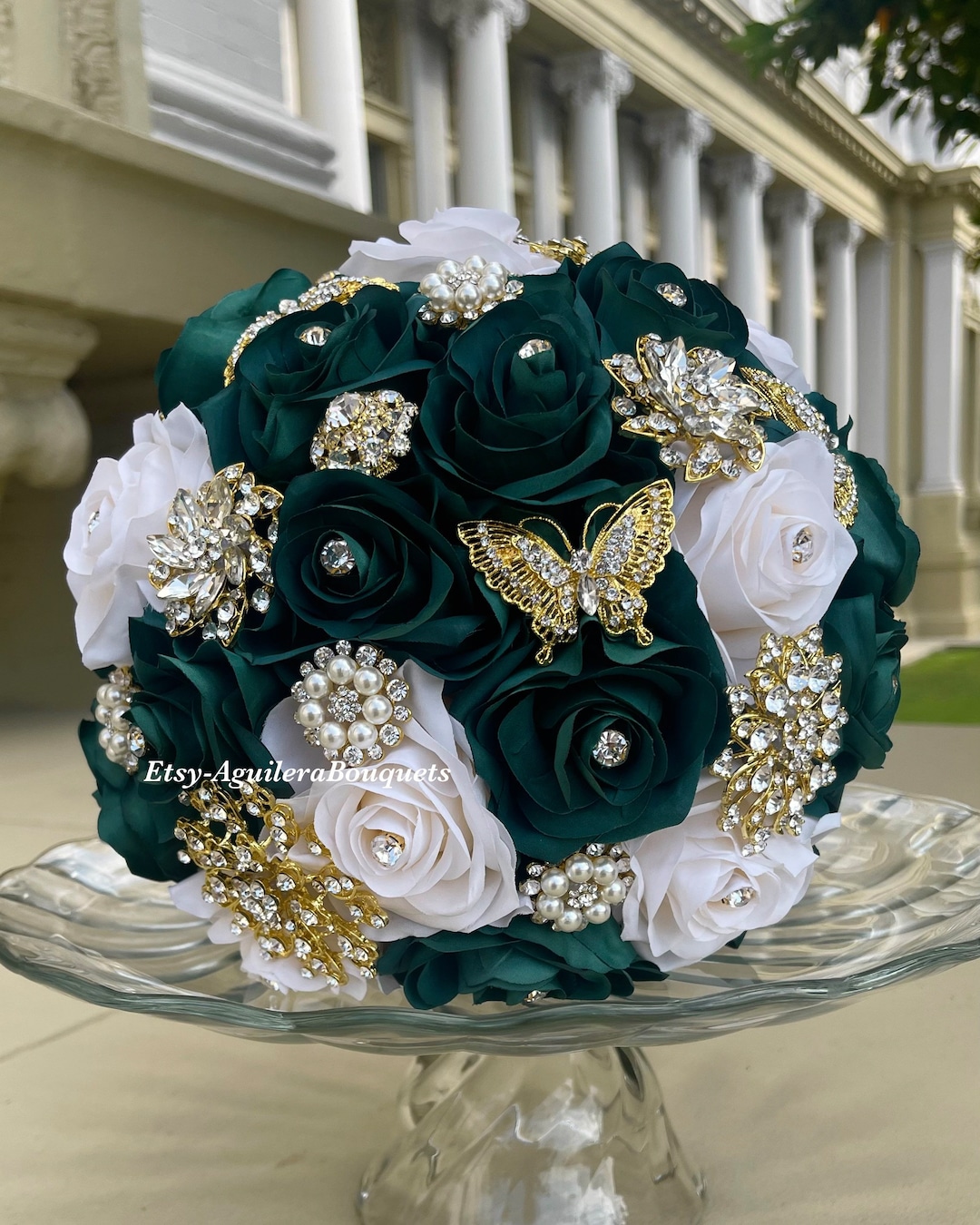 Emerald Green Quinceañera Bouquet, Emerald Green Bridal Bouquet ...