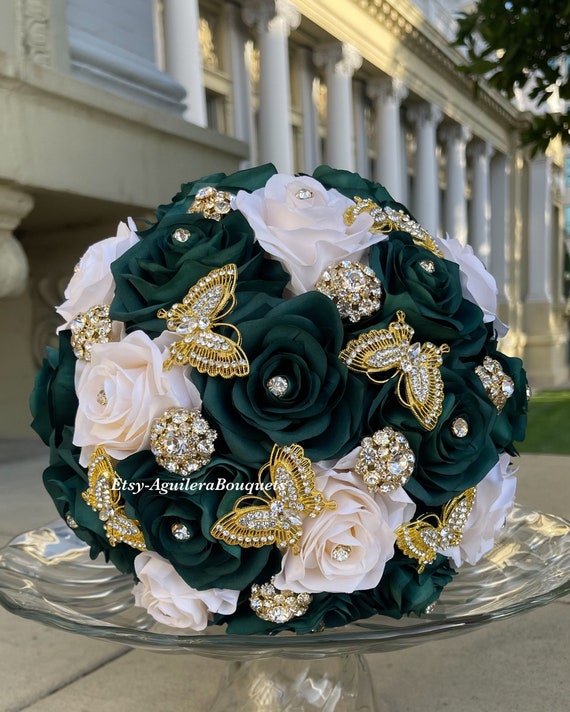 Ramo de quinceañera verde esmeralda ramo de novia verde - Etsy México
