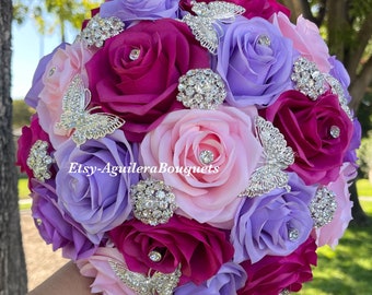 Lilac Quinceañera Bouquet Butterfly Theme Lilac Quince - Etsy