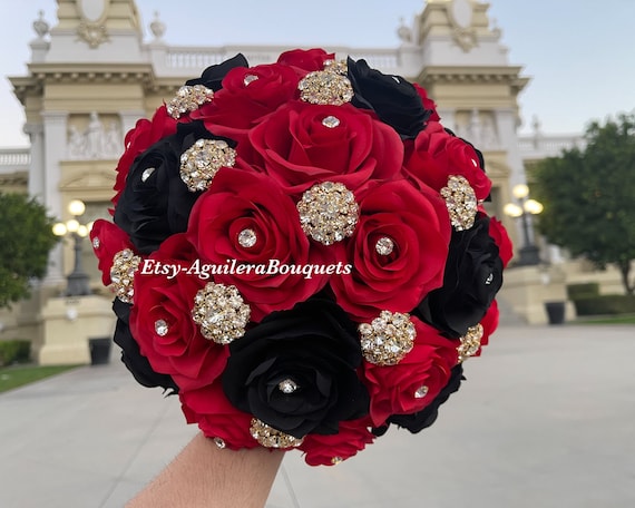 Red and Black Quince Bouquet Red and Black Bouquet Red and - Etsy
