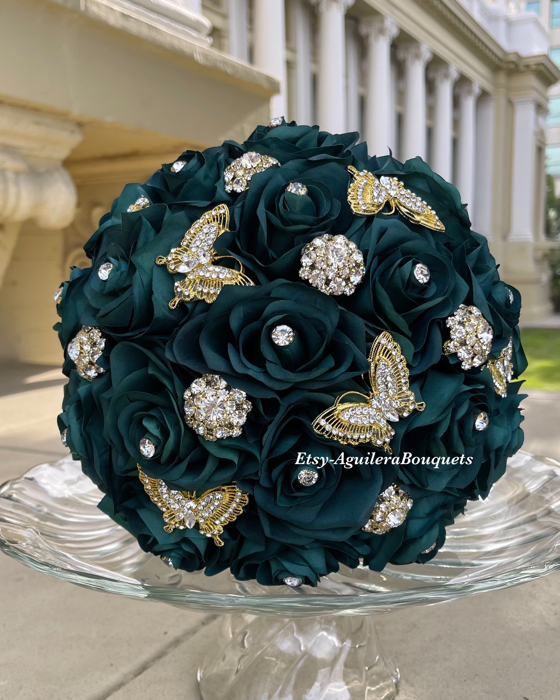 Emerald Green Quinceañera Bouquet Emerald Green Bridal - Etsy