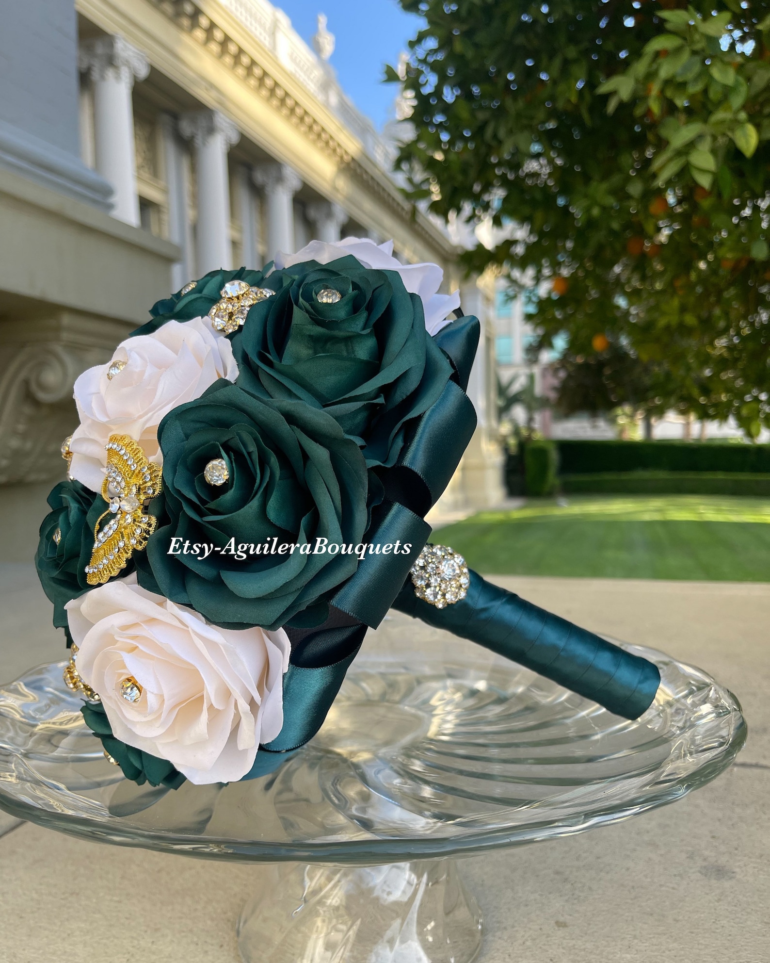 Emerald Green Quinceañera Bouquet, Emerald Green Bridal Bouquet ...