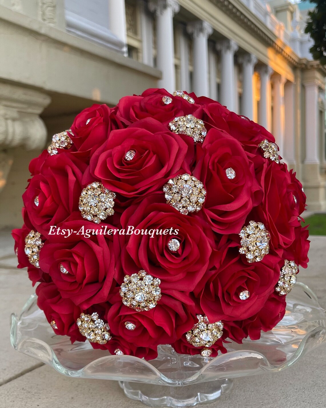 Red Quince Bouquet Red and Gold Bouquet Red and Gold Bridal - Etsy