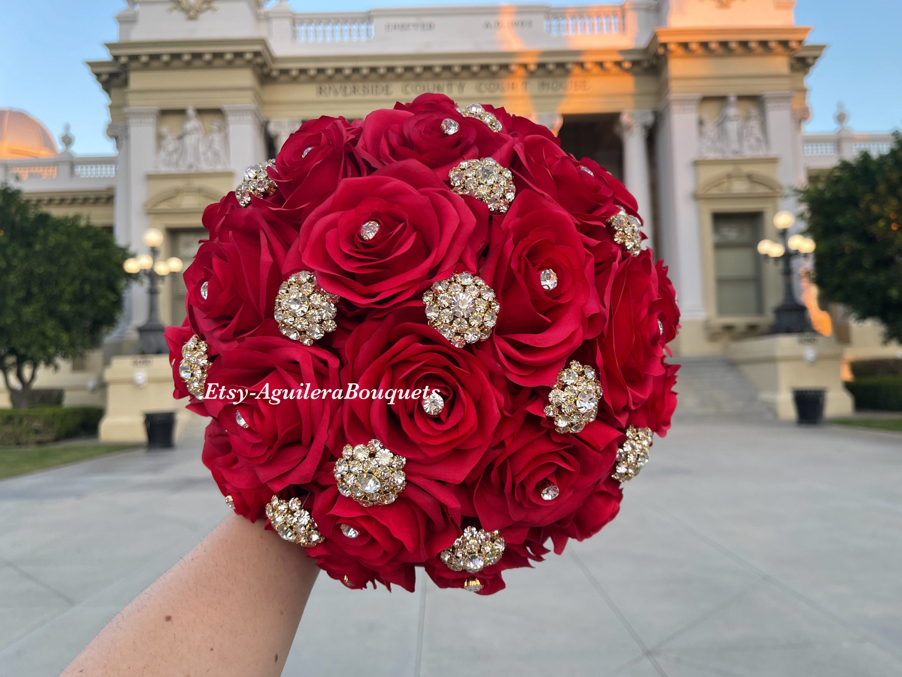 Red Quince Bouquet Red and Gold Bouquet Red and Gold Bridal - Etsy