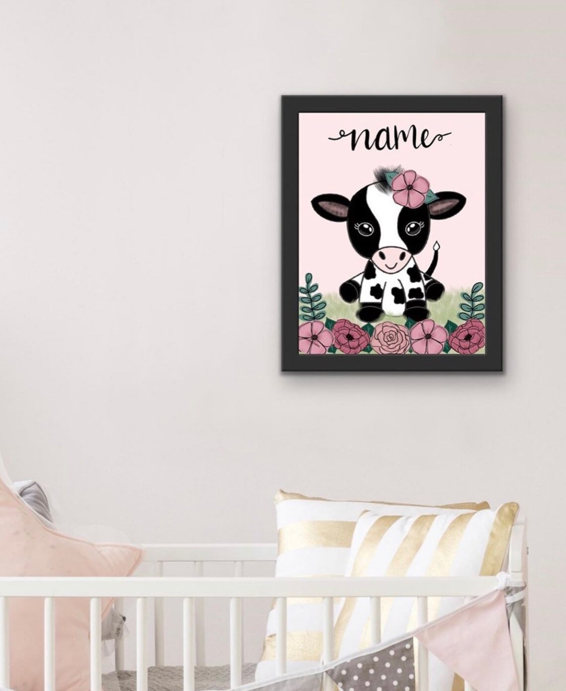 Baby Girl Cow Nursery Room Decor Canvas Print Toddler Room Etsy Baby Girl Cow Nursery Room Decor Canvas Print Toddler Room Etsy