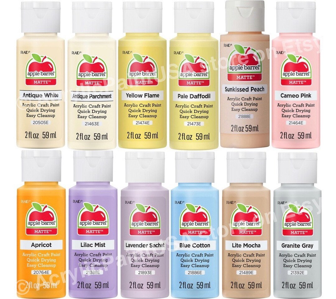 Apple Barrel 12 SOFT Colors Value Pack; Matte Finish. Acrylic Paint ...