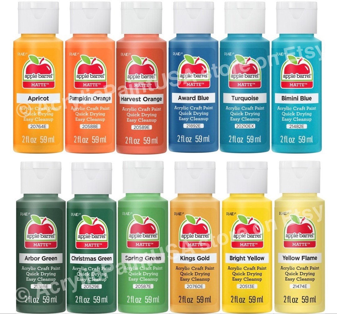 Apple Barrel 12 Pack Trendy Colors Acrylic Paint Value Set New. Matte ...