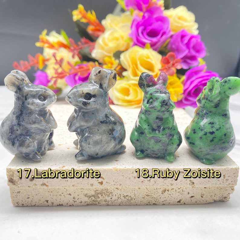 Gemstone Rabbit Figurine, Crystal Rabbit, Rose Quartz Rabbit, Healing ...