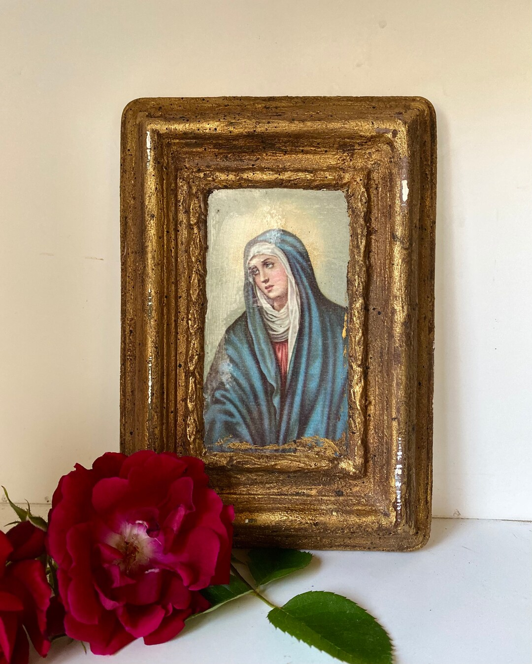 Genuine Antique Mary of Sorrows Mini Shrine Handmade Arts and Crafts ...