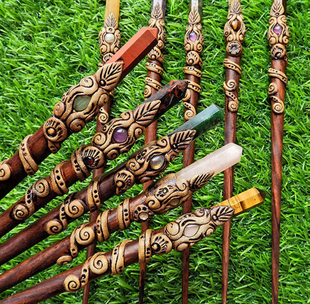 Crystal Pencil Point Mix Hair Stick, Earth Witch Hair Stick, Boho ...