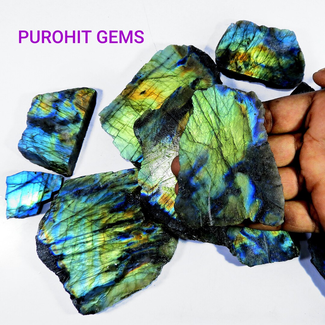 Natural Multi Flash Slab Rock Rough Labradorite Loose Gemstone for ...