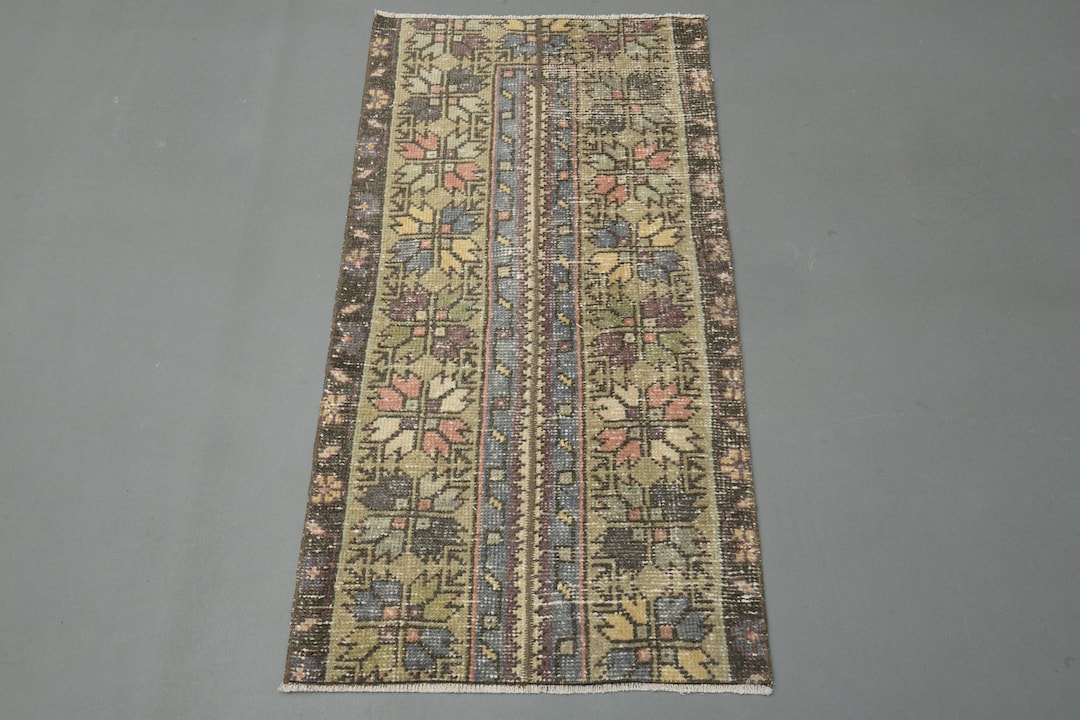 2x4 Ft Vintage Welcome Mat, Door Mat, Bath Mat, Handmade Wool Small Rug ...