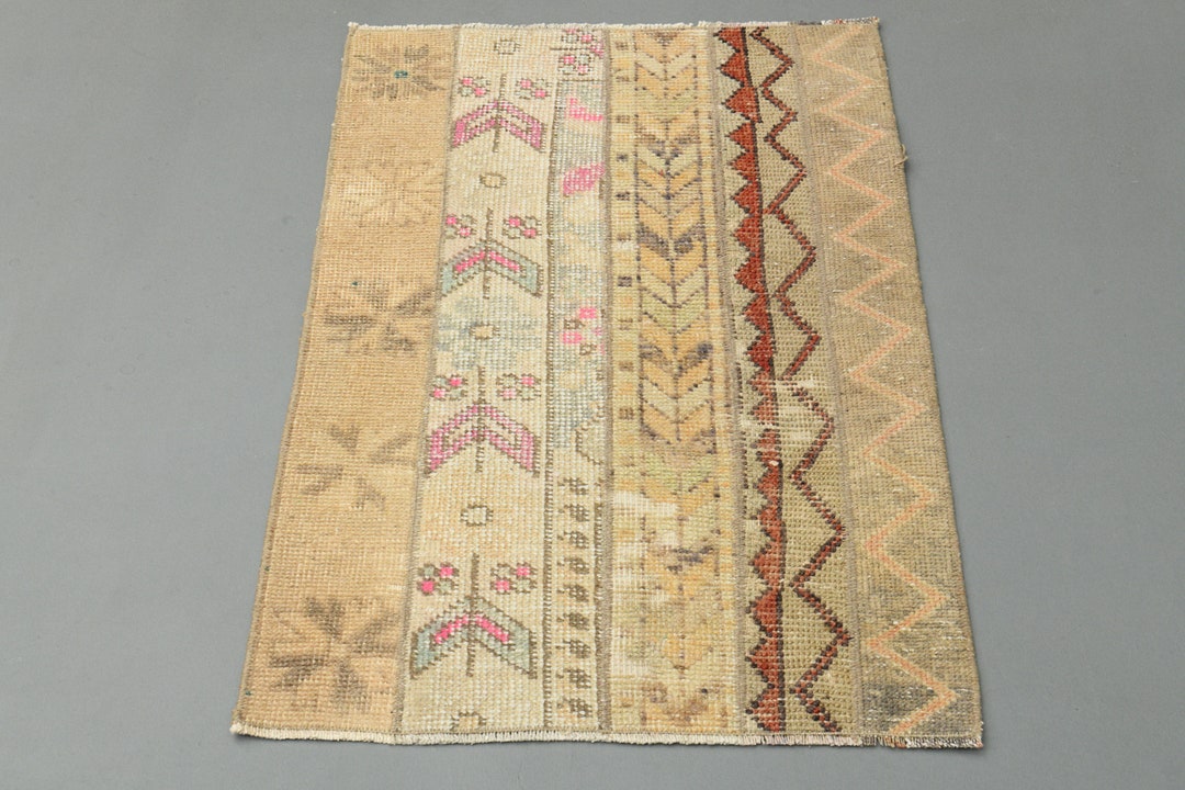 2x3 Ft Vintage Welcome Mat, Door Mat, Bath Mat, Handmade Wool Small Rug ...