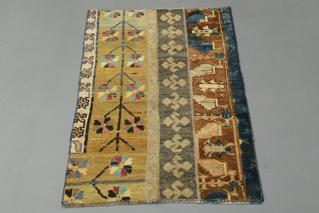 2x3 Ft Vintage Welcome Mat, Door Mat, Bath Mat, Handmade Wool Small Rug ...