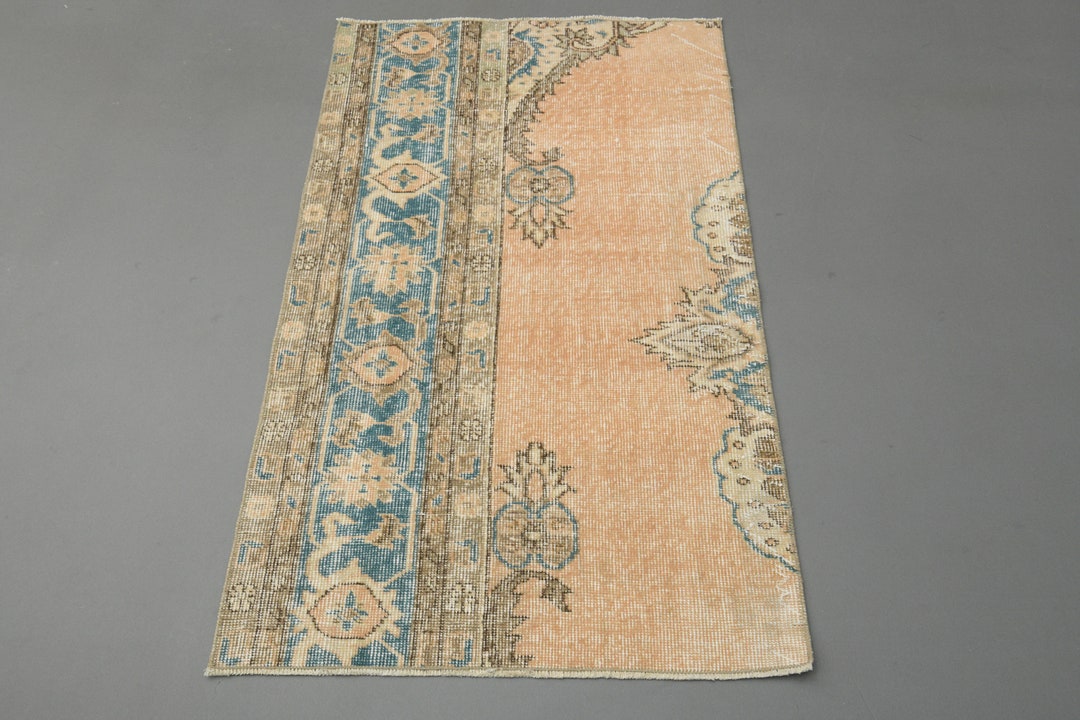 2x4 Ft Turkish Vintage Small Rug, Door Mat, Anatolian Handmade Rug ...