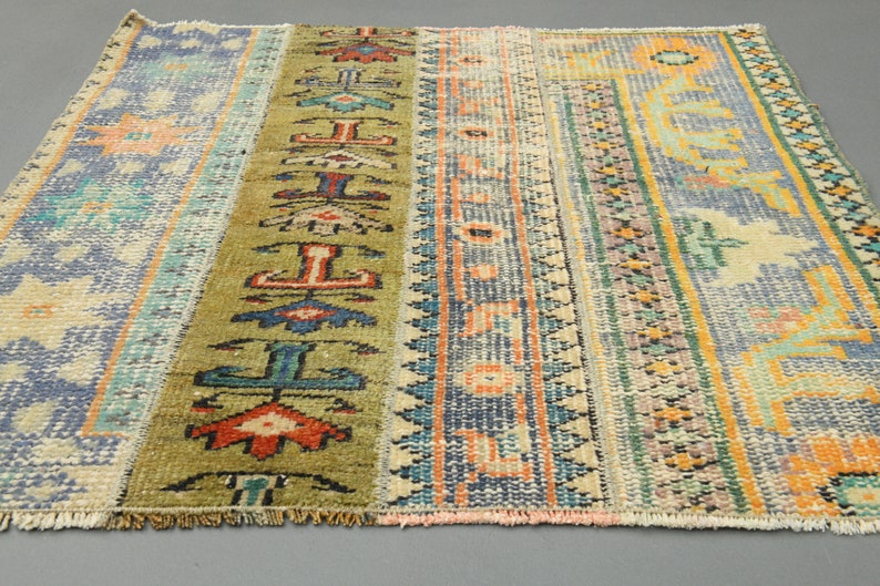 2x2 Ft Vintage Welcome Mat, Door Mat, Bath Mat, Handmade Wool Small Rug ...