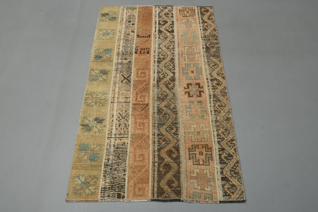 3x4 Ft Vintage Welcome Mat, Door Mat, Bath Mat, Handmade Wool Small Rug ...