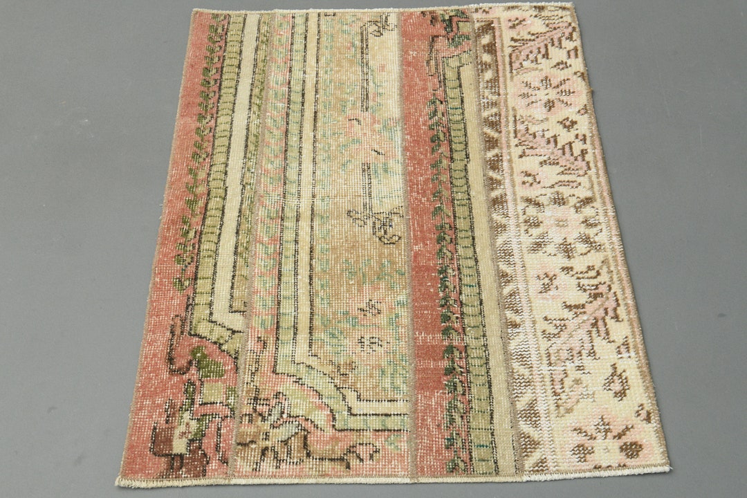 2.4x3.1 Ft Vintage Entryway Rug, Door Mat, Bath Mat, Handmade Wool ...