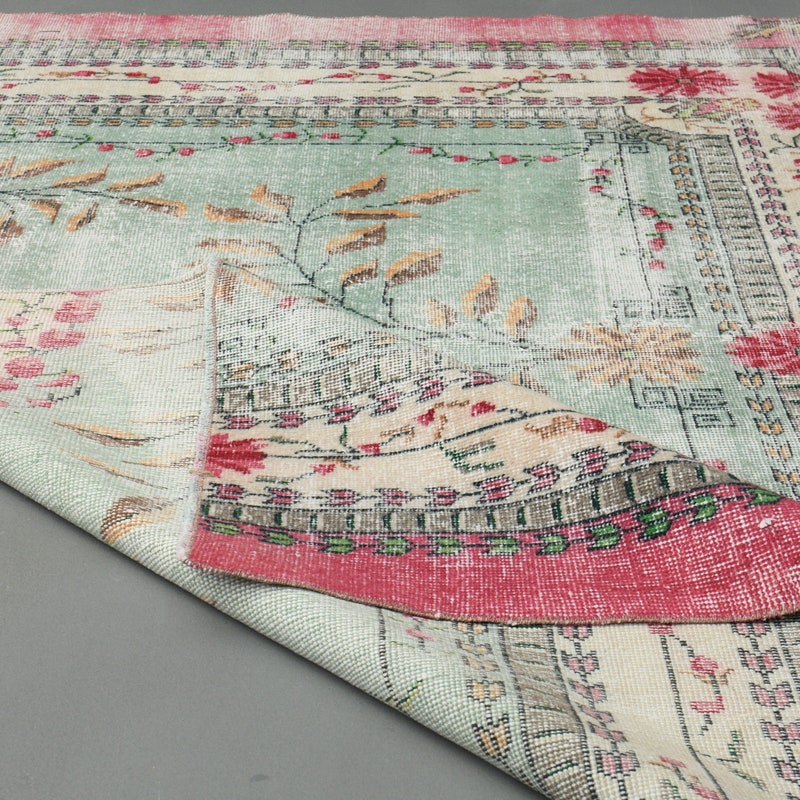 Pink and Green Rug - Etsy