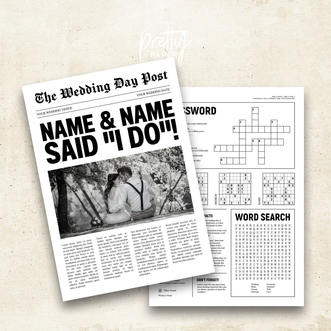 Wedding Day Post Editable Newspaper A4 Template (personalised Wedding ...