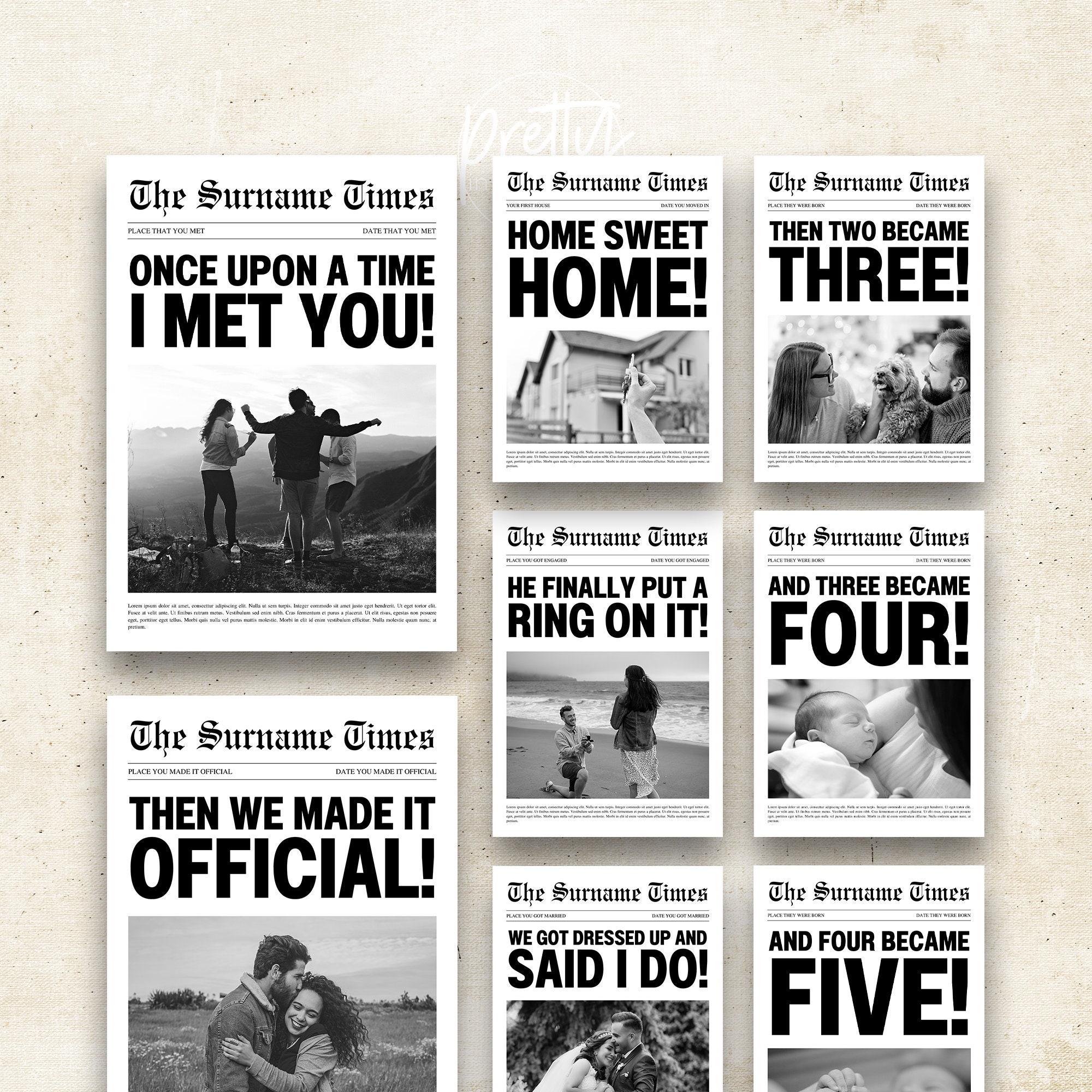 Life Event Newspaper Poster Prints, Headline News Announcement ...