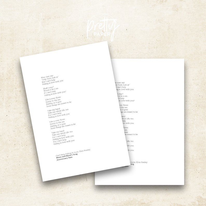 Can't Help Falling in Love Elvis Presley Lyrics First Dance Wedding ...