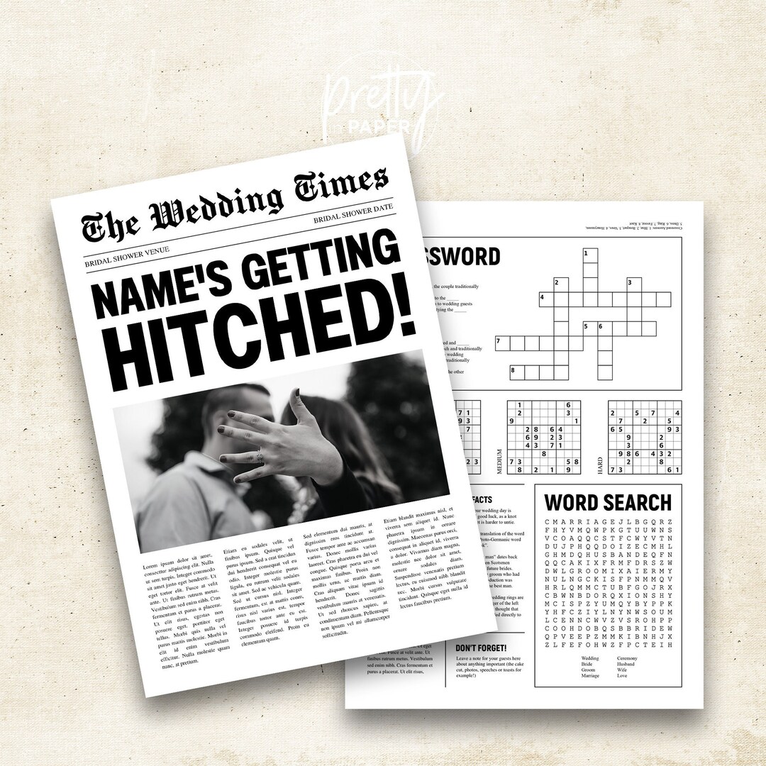 Bride-to-be Engagement Newspaper Template: Bridal Shower Game (canva ...