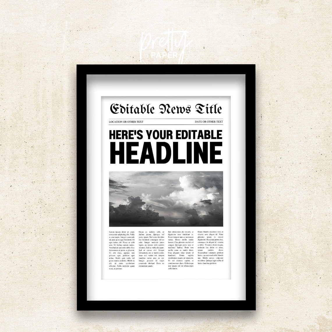 Newspaper Announcement, Headline News, Editable Print Template (A4 ...