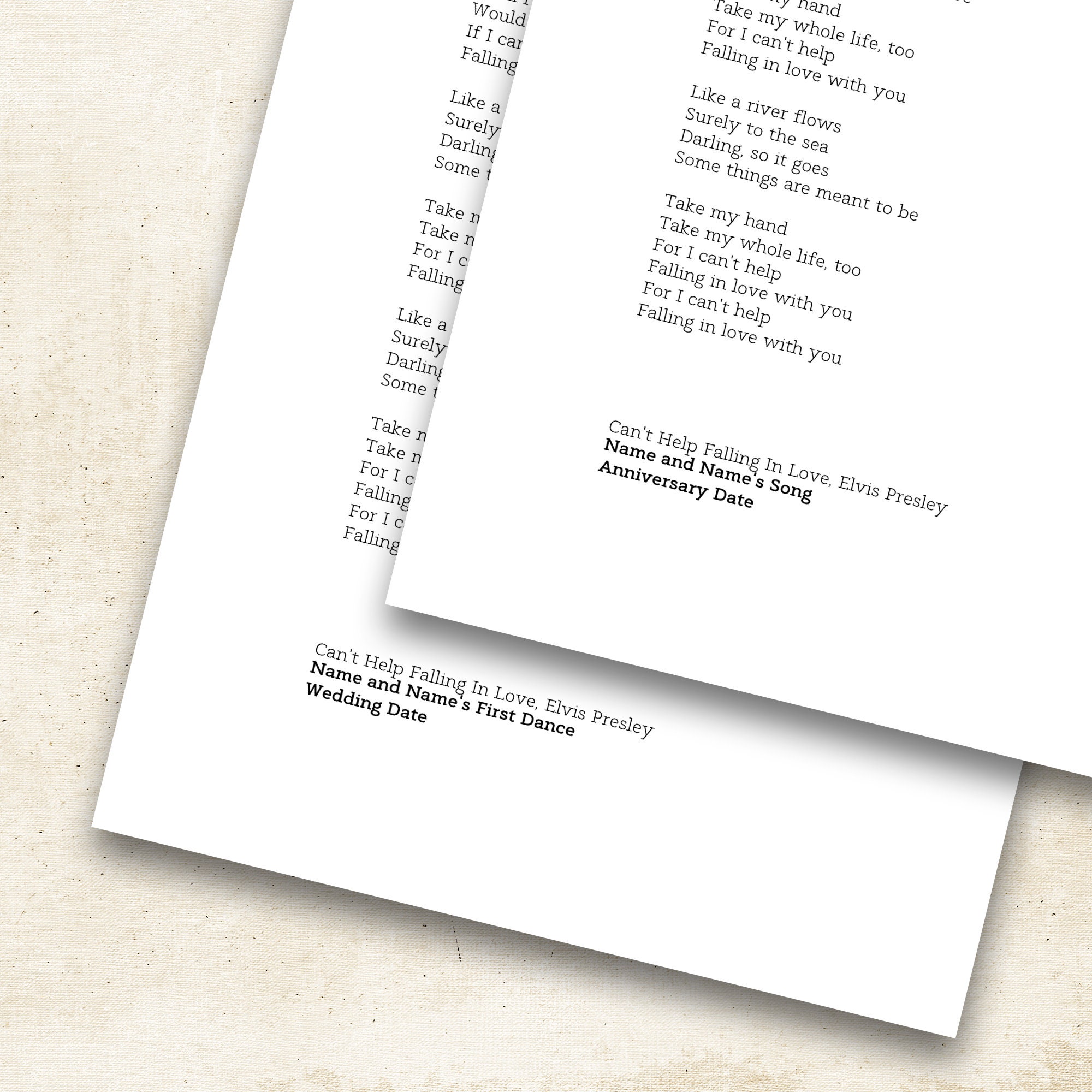 Can't Help Falling in Love Elvis Presley Lyrics First Dance Wedding ...