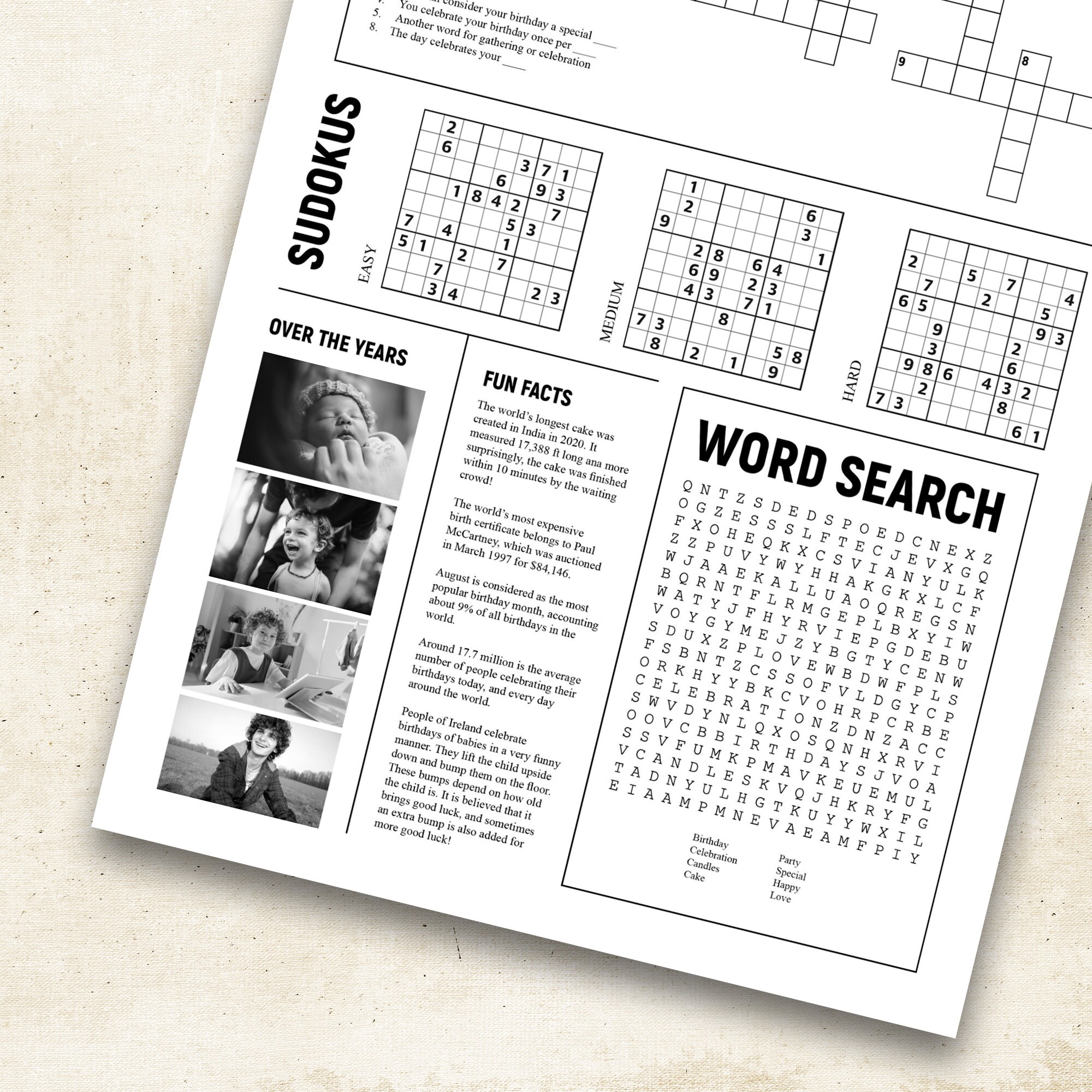 21st Birthday Newspaper Template: Personalized Party Games (A4) - Etsy
