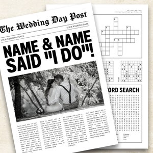 Wedding Day Post Editable Newspaper A4 Template (personalised Wedding ...