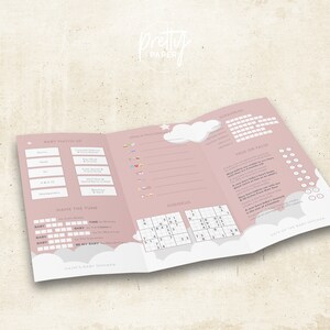 Baby Shower Games Handout Leaflet in Dusty Pink (tri-fold A4 ...