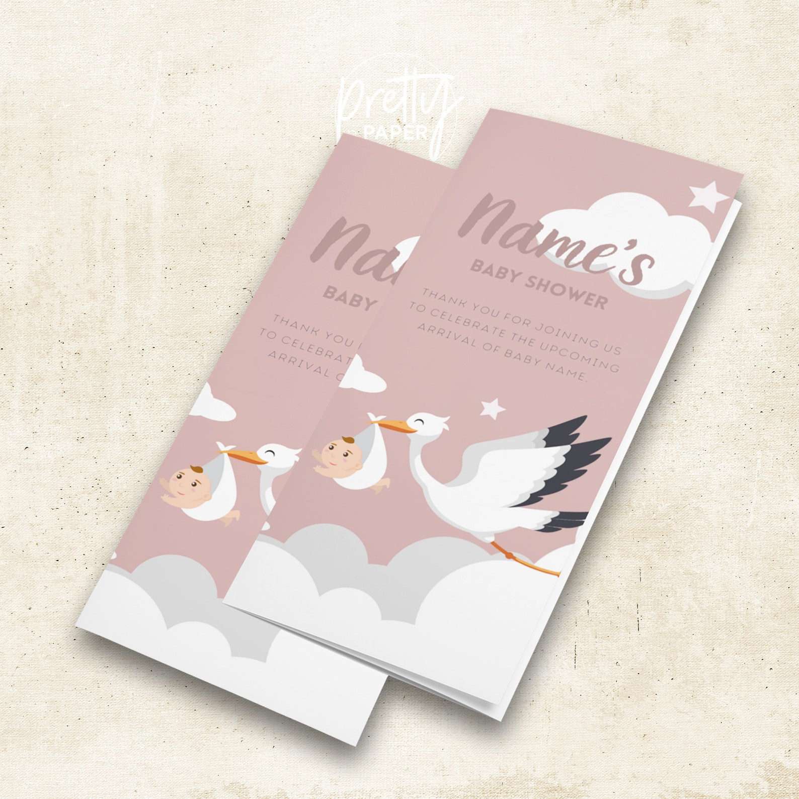 Baby Shower Games Handout Leaflet in Dusty Pink (tri-fold A4 ...