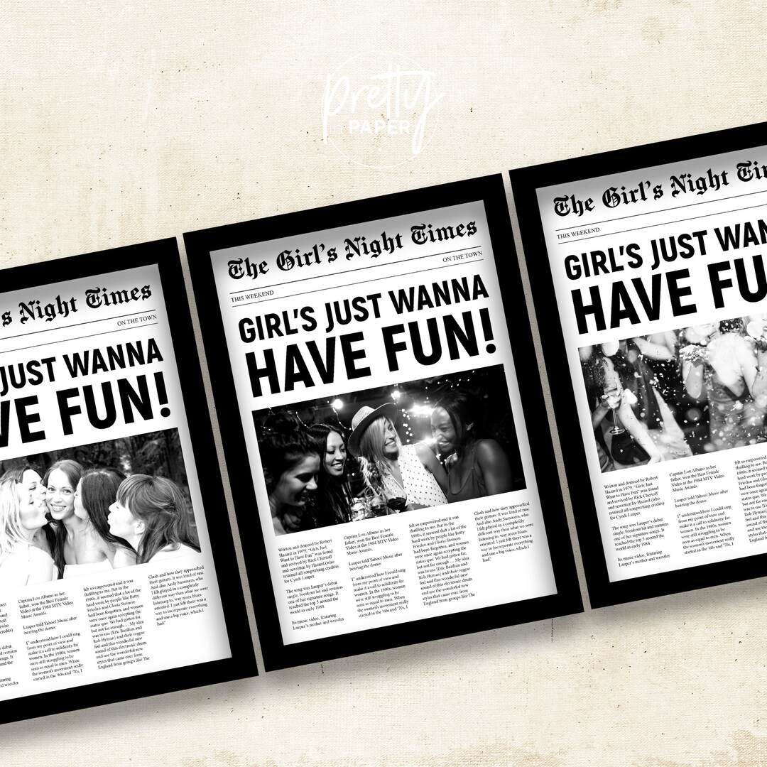 Girls Night "girls Just Wanna Have Fun" Editable Print Template (A4 ...