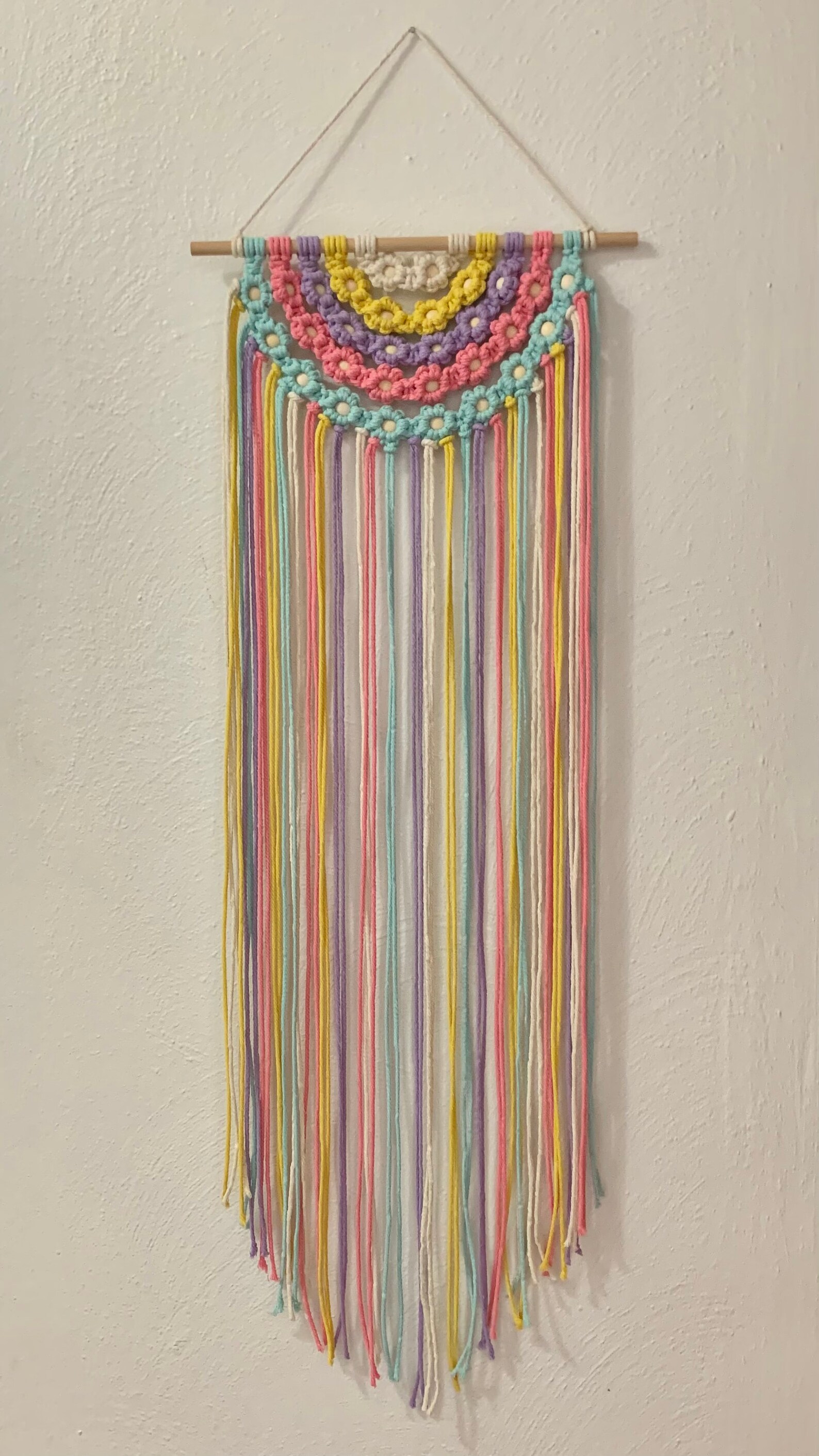 Large Macramé Spring Floral Rainbow Wall Hanging - Etsy