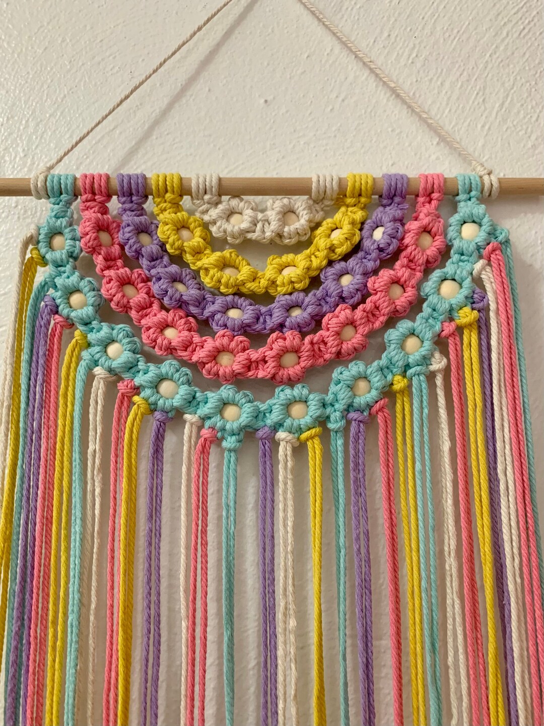 Large Macramé Spring Floral Rainbow Wall Hanging - Etsy