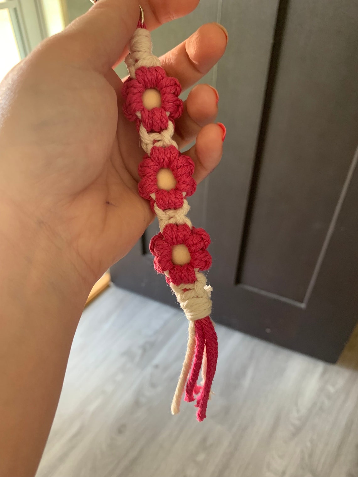 Floral Macrame Key Chain - Etsy